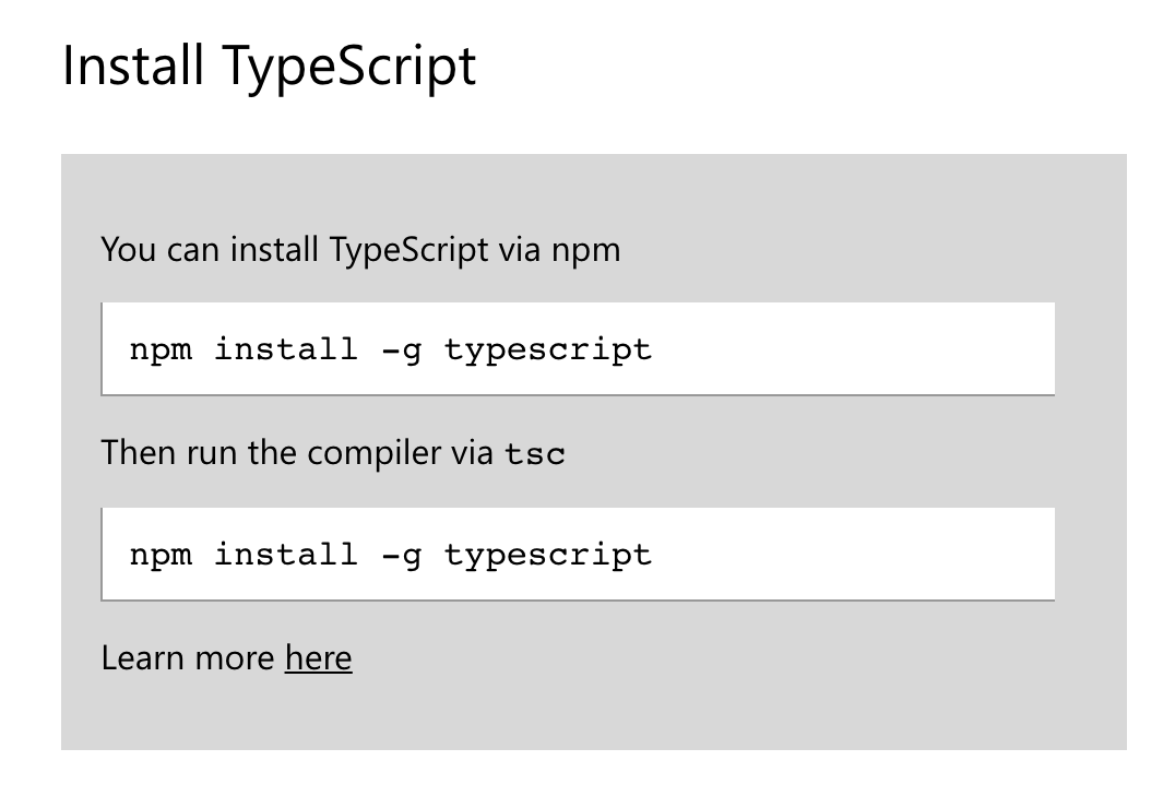 "Run the compiler via tsc" section has incorrect snippet · Issue #318 · microsoft/TypeScript ...