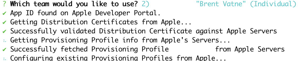 "Getting Provisioning Profile info from Apple's Servers...` is never ...