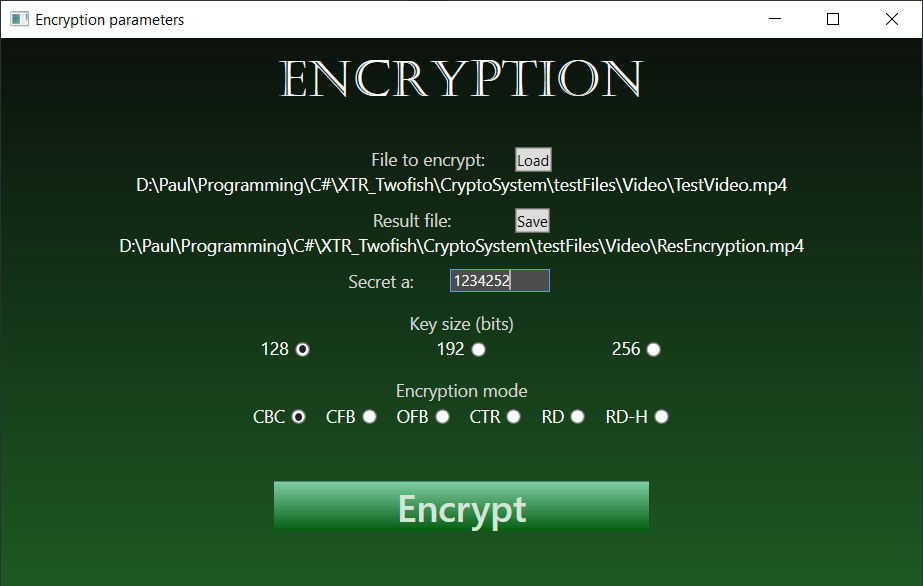GitHub - Crystal2033/CryptoSystemUI: User interface for realization of XTR and TwoFish ...