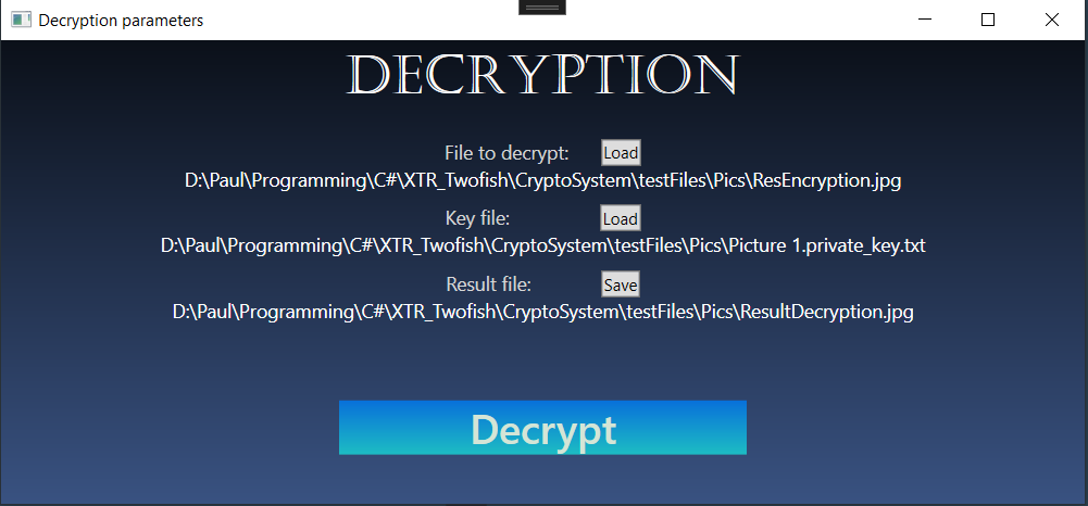 GitHub - Crystal2033/CryptoSystemUI: User interface for realization of XTR and TwoFish ...