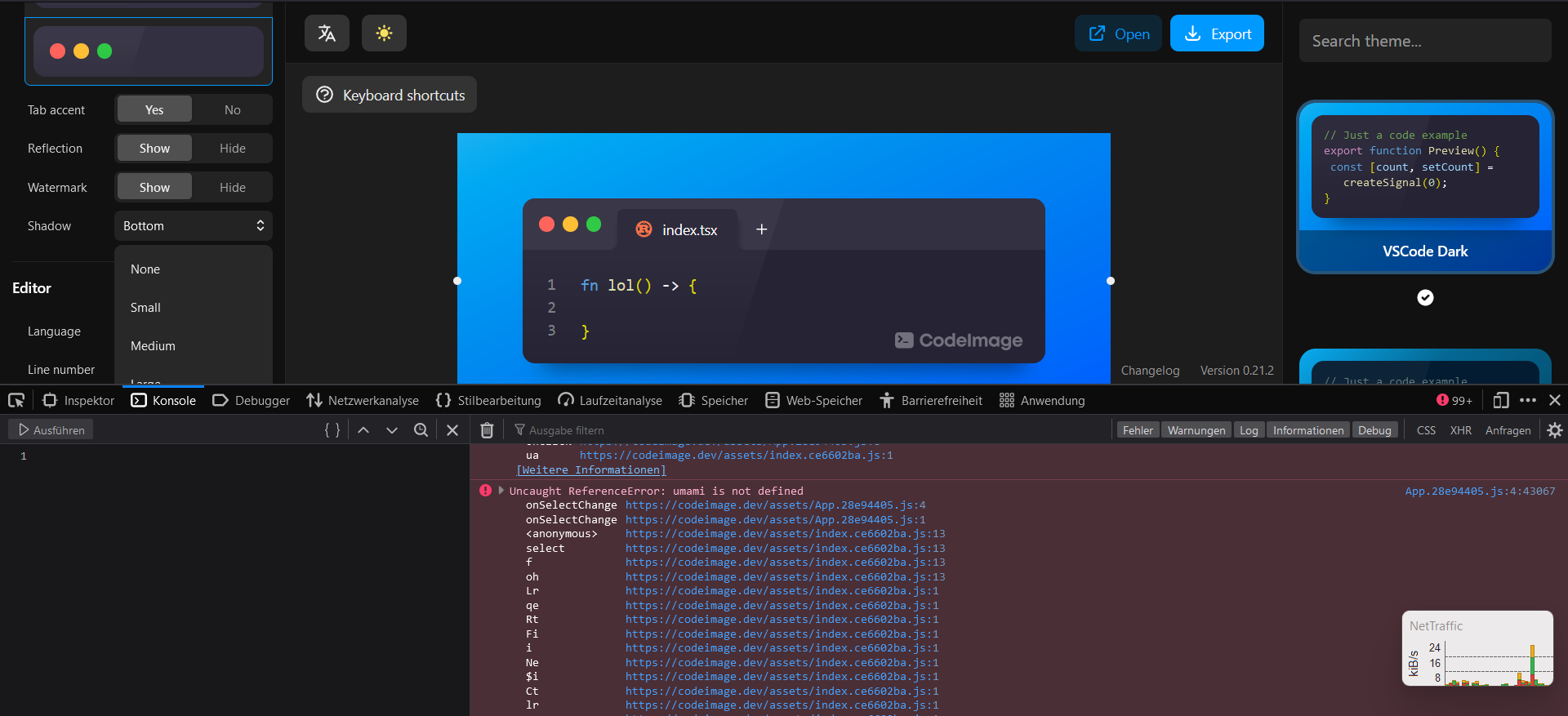 🐞 - changing the shadow does not work and causes error · Issue #311 · riccardoperra/codeimage ...