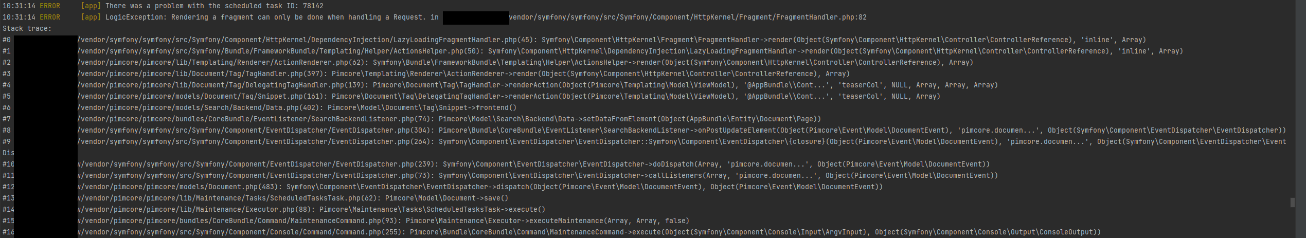 [Bug]: scheduled task errors in backend search · Issue #9687 · pimcore/pimcore · GitHub