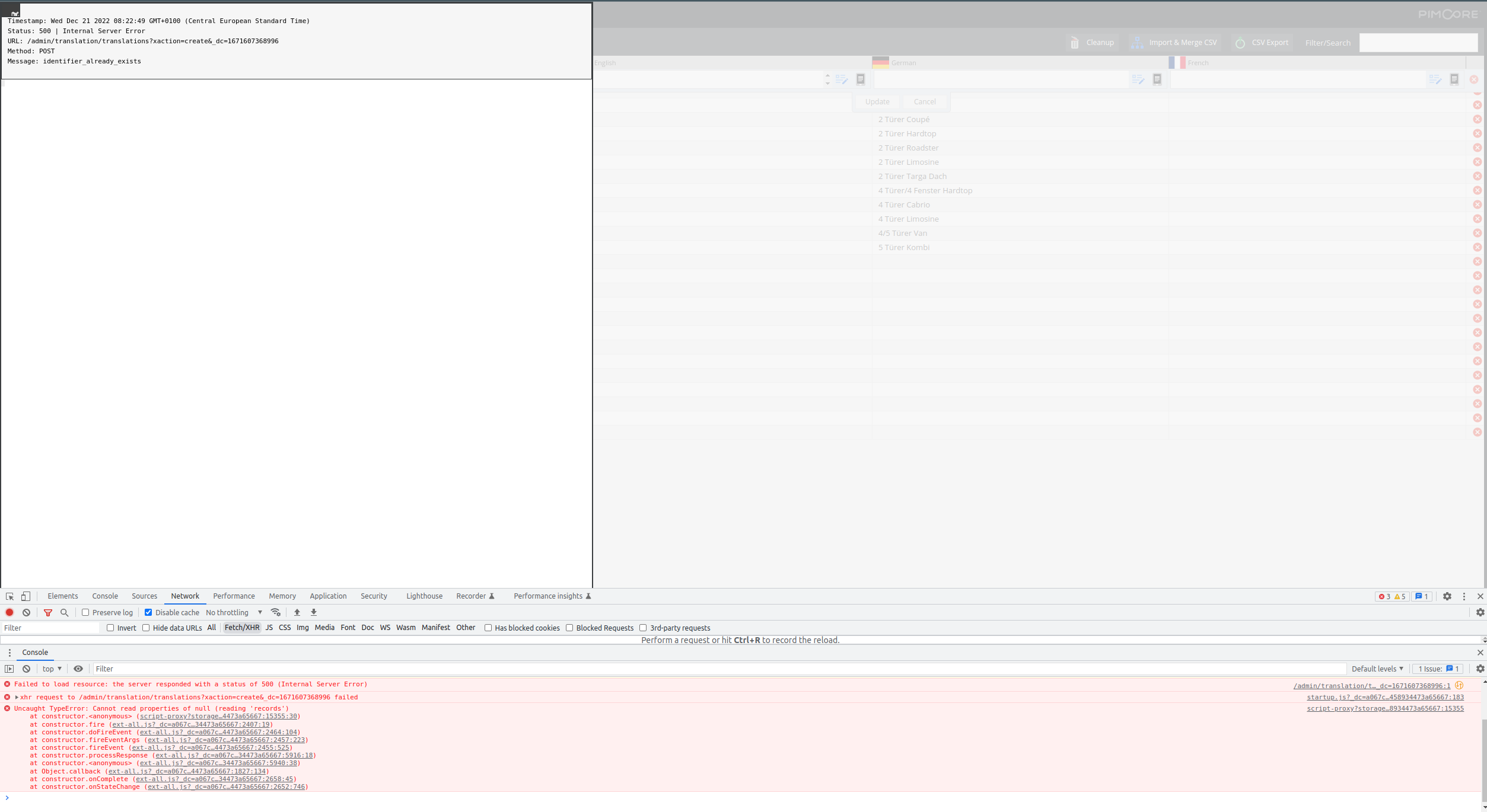 [bug] Adding Existing Translation Results In Error In Pimcore Admin · Issue 13860 · Pimcore