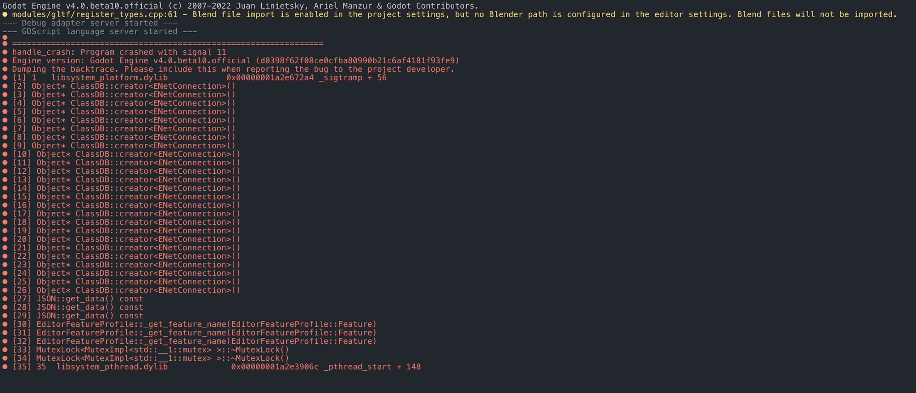 Godot v4 (beta 10) crashes when loading project with classes with ...