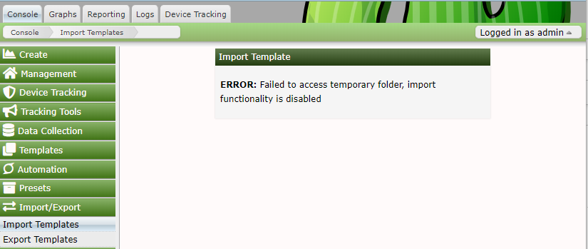 When importing, ensure temporary folder has write access · Issue #1651 · Cacti/cacti · GitHub