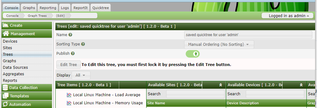 When editing a tree, disabled items are not disabled at first · Issue #2038 · Cacti/cacti · GitHub