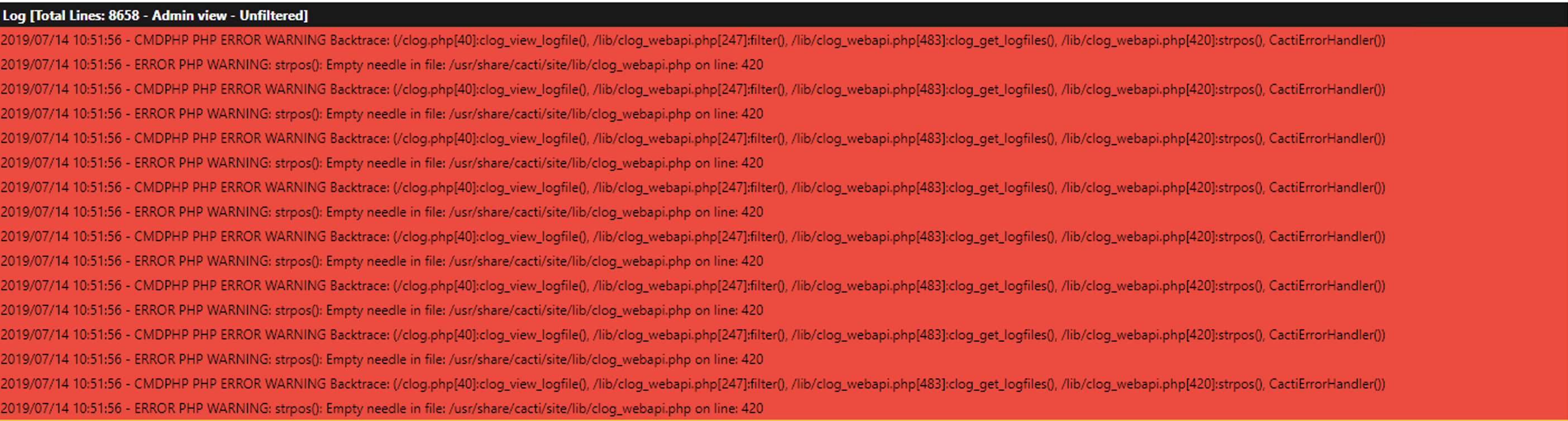 When Stderr Log File Is Not Populated Clog Generates Empty Needle Error · Issue 2822 · Cacti 