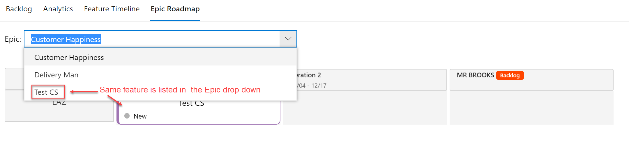 Epic Roadmap is displaying Features in the Epic drop down · Issue #239 ...