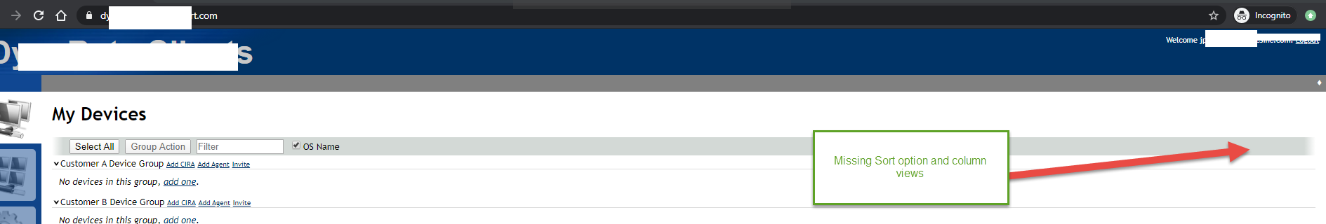 Missing My Devices Column View with Sort · Issue #1238 · Ylianst/MeshCentral · GitHub