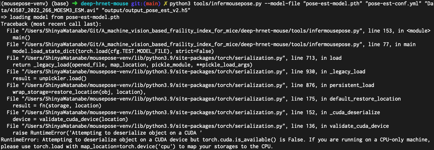 How To Run Infermouseposepy On Mac Without Gpu · Issue 2 · Kumarlabjaxdeep Hrnet Mouse · Github 9876
