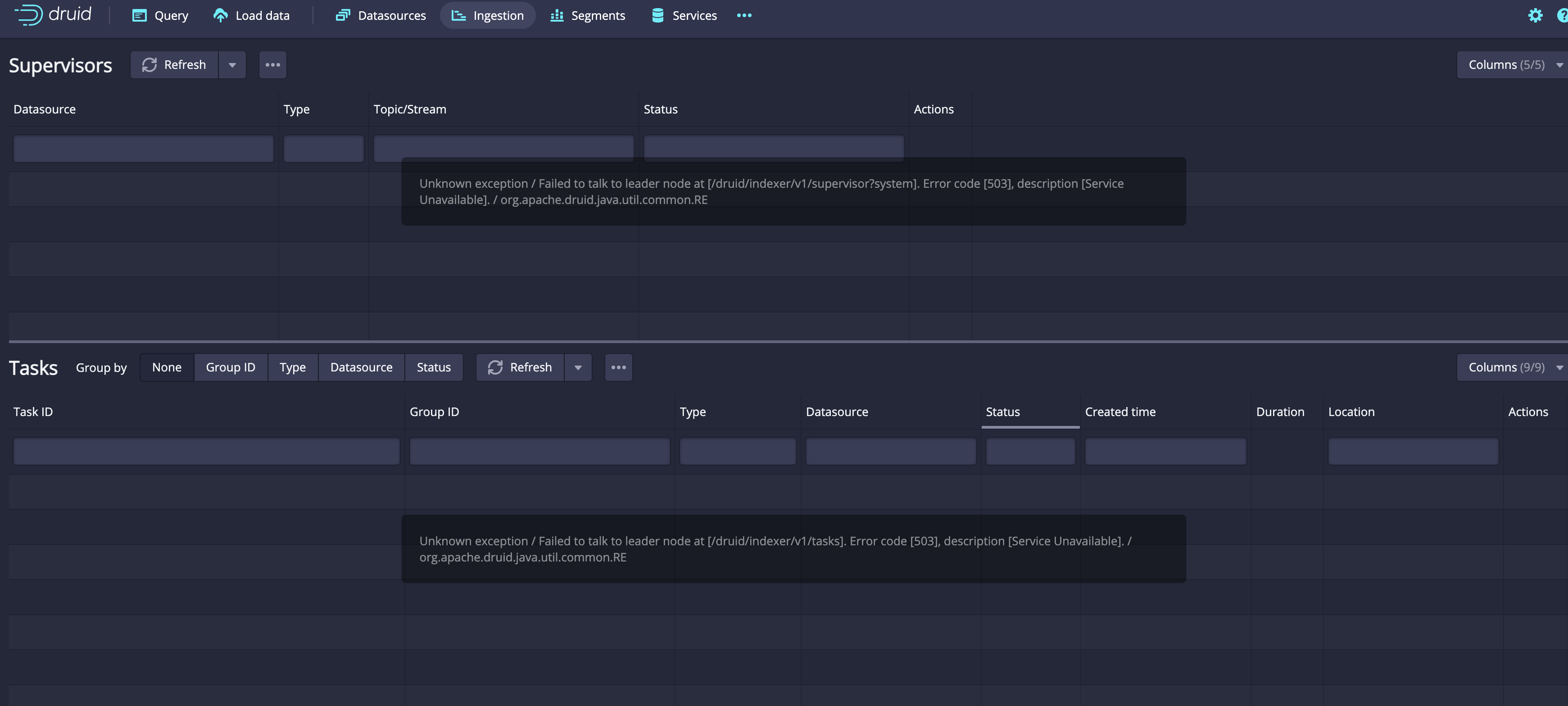 Some Druid Overlord Api Returns 503 When Switched From Remote To Remote For Dexer