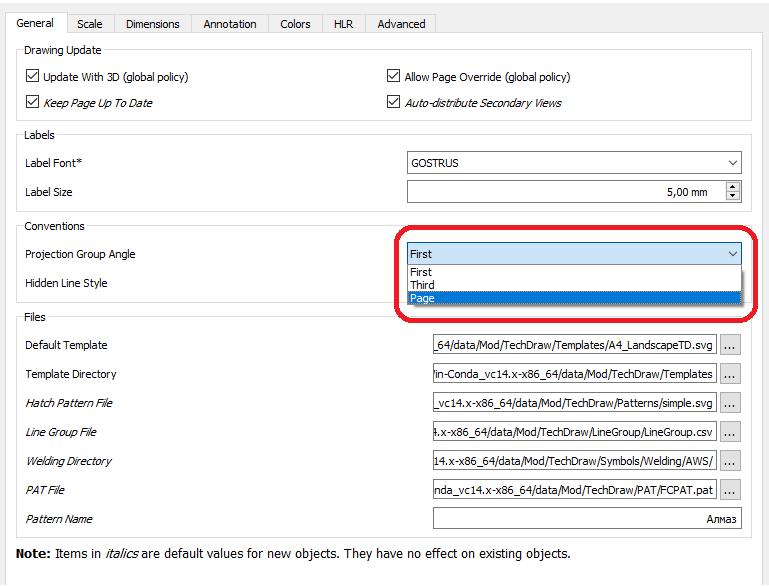 [Renaming] TechDraw → Preferences → General Tab → Projection Group Angle (ComboBox) · Issue #77 ...