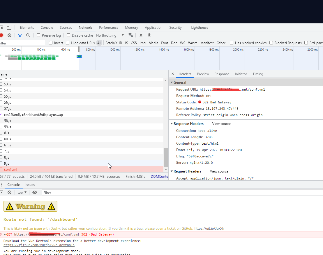 [BUG] Route not found only for loading conf.yml · Issue #600 · Lissy93/dashy · GitHub