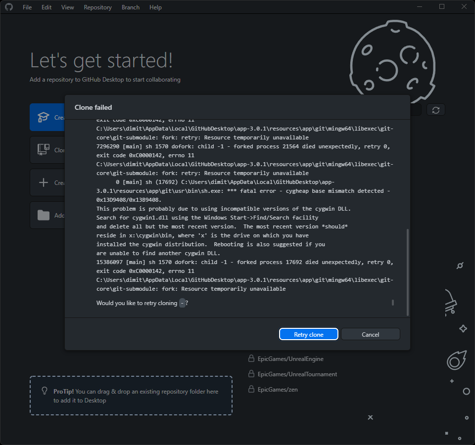 Github repository clone issue on windows 11 desktop · Issue #14709 ...