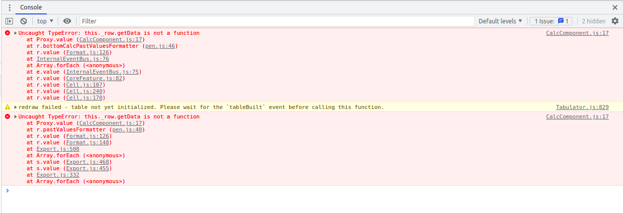 Error executing getData() on Row object · Issue #3476 · olifolkerd/tabulator · GitHub