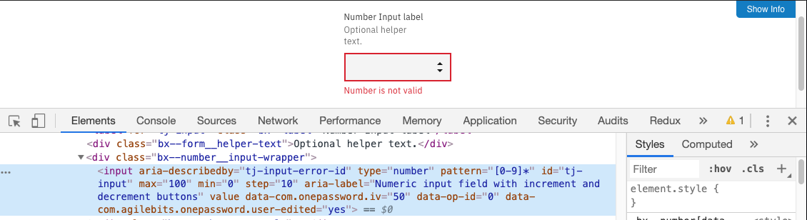 Number Input Does Not Correctly Apply `aria Invalid` And `data Invalid` When Error Is Present