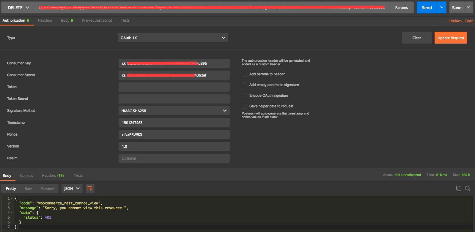 Key with Read/Write permission can't update or delete resource, returns 401 · Issue #16283 ...
