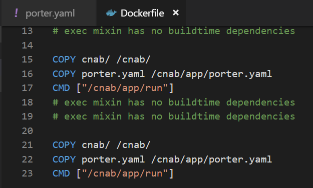 [Funny bug]: Porter build adds cnab copy everytime · Issue #355 · getporter/porter · GitHub