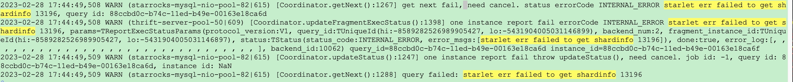Staros Starlet Err Failed To Get Shardinfo Error When Dml And Ddl And Dql Execute Concurrently 