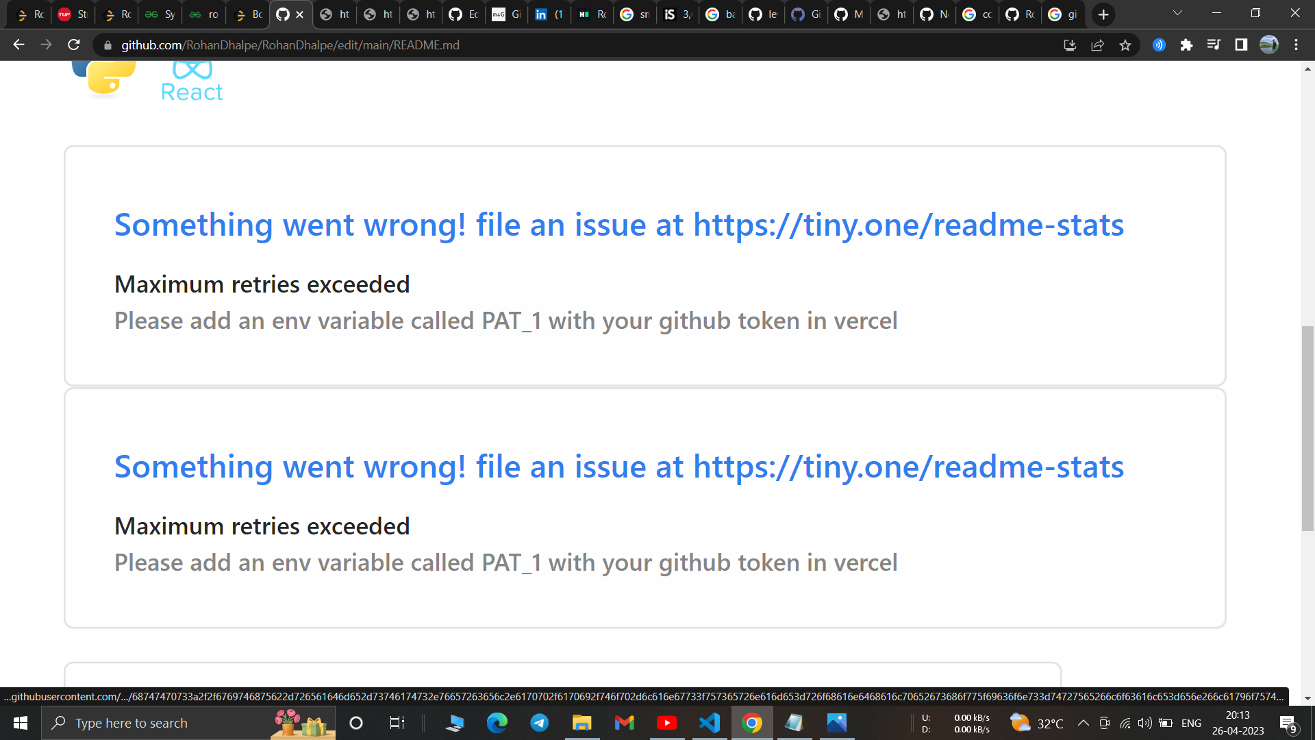 Look At That Error How To Fix This · Issue 2648 · Anuraghazragithub Readme Stats · Github 