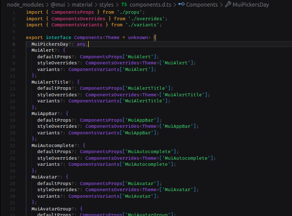 [DatePicker] MuiPickerDays has type error inside createTheme to override styles · Issue #5236 ...
