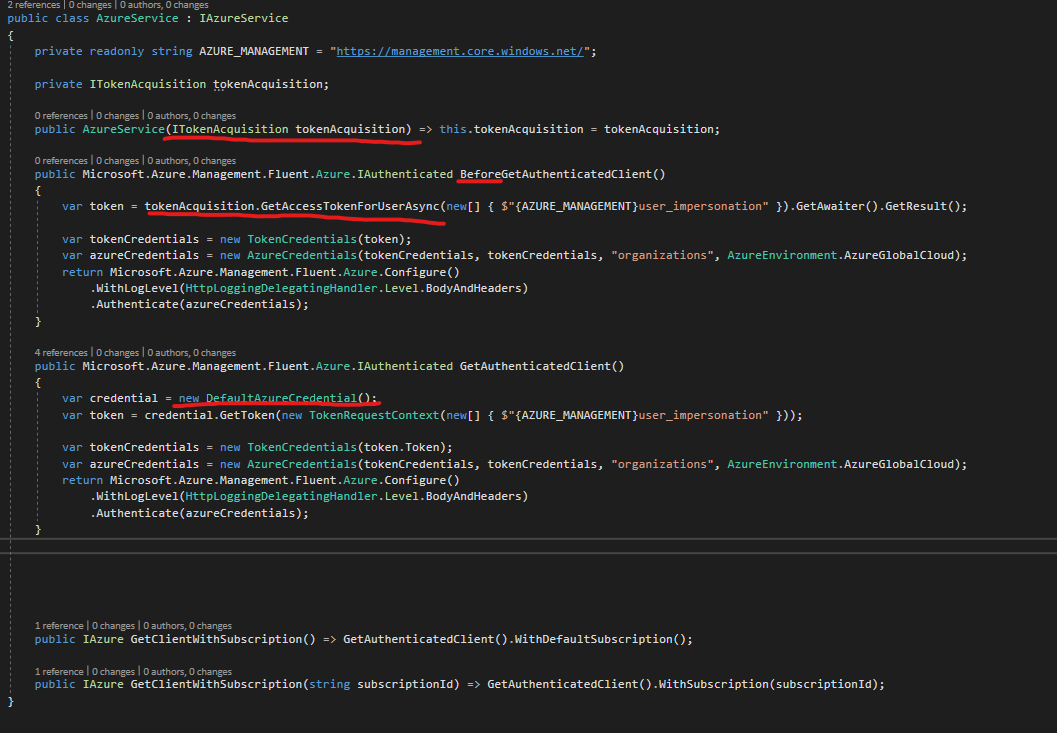 [Feature Request] DefaultAzureCredential to be included in token acquisition · Issue #1144 ...