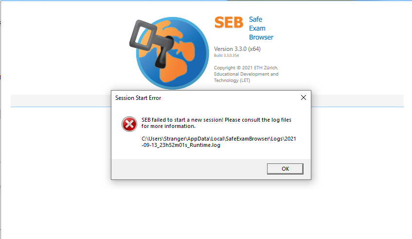 Failed To Start · Safeexambrowser Seb Win Refactoring · Discussion 198