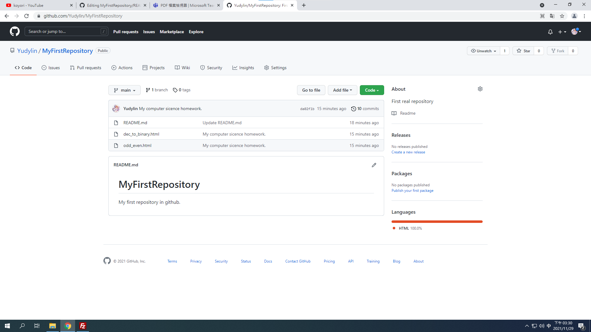 GitHub - Yudylin/MyFirstRepository: First real repository