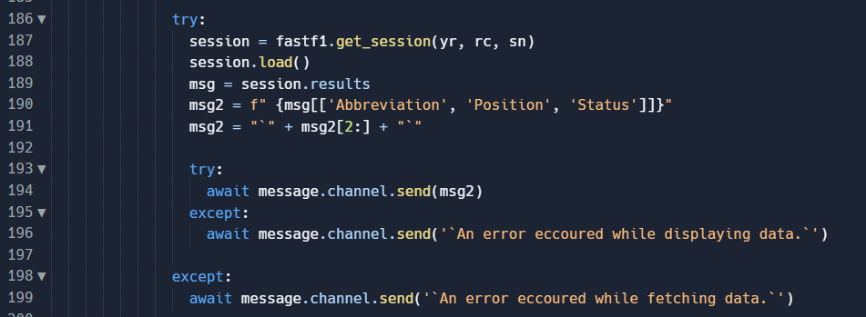 Discord bot cannot send messages with data from the api · theOehrly ...
