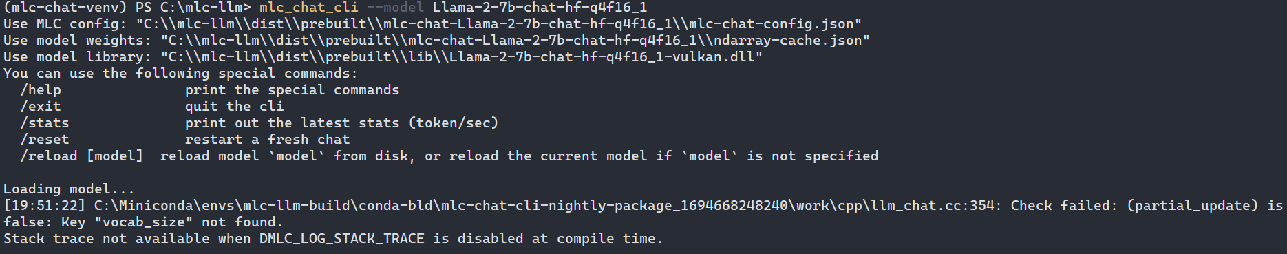 [Bug] Check failed: (partial_update) is false: Key "vocab_size" not found. · Issue #913 · mlc-ai ...