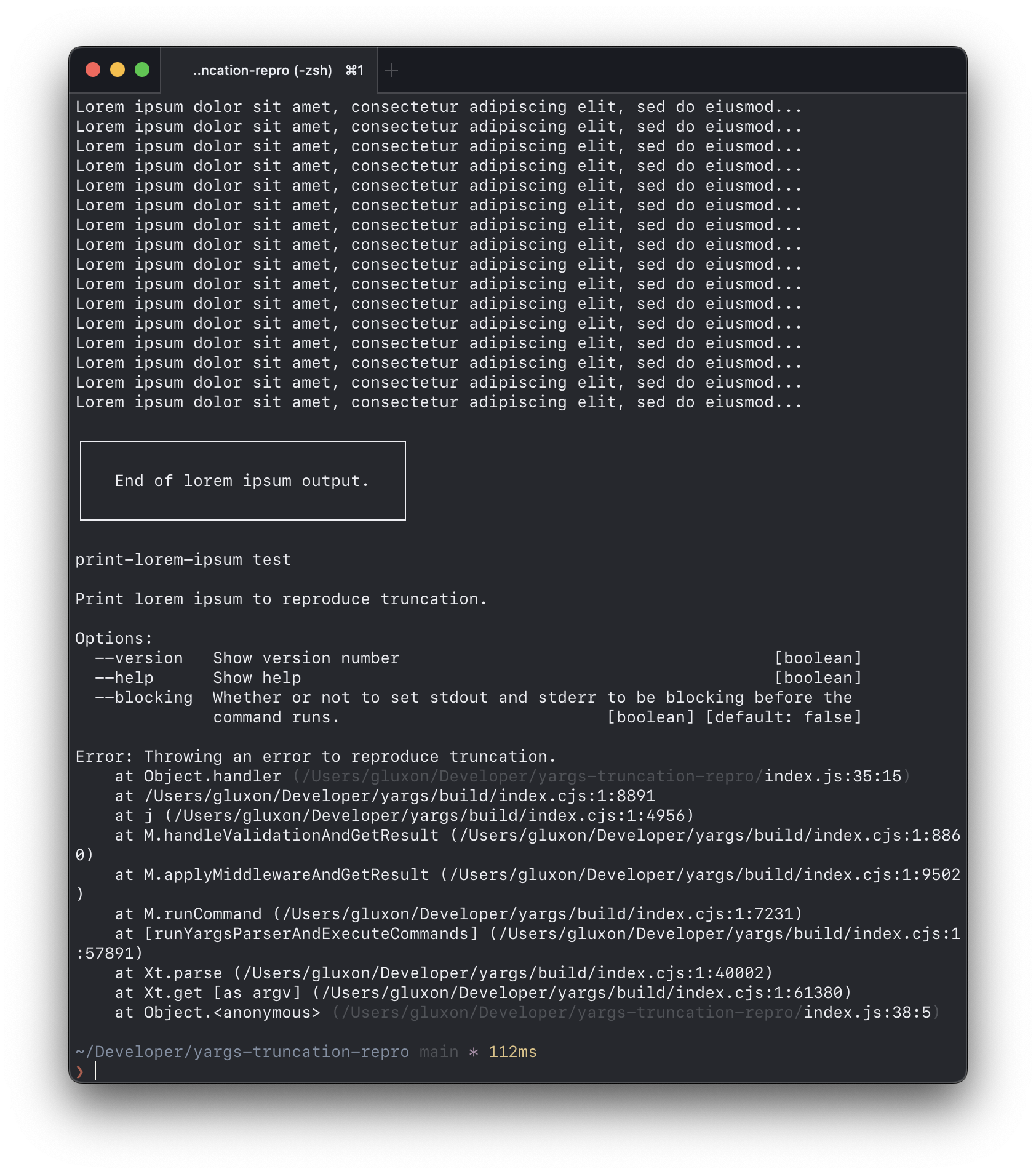 Throwing an error in a command handler can result in truncated stdout/stderr output · Issue ...