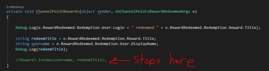 OnChannelPointRedeem completely stops when trying to invoke another script · Issue #1077 ...