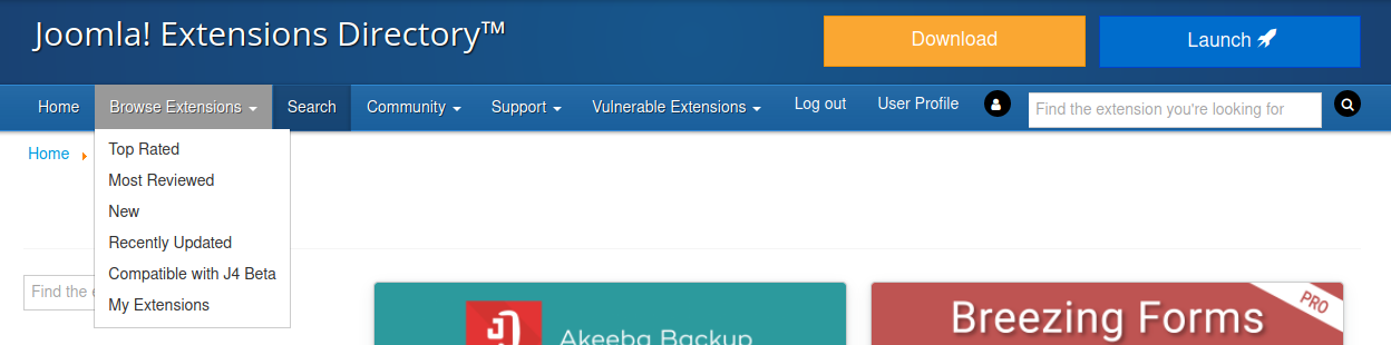 Different menu in homepage · Issue #202 · joomla/jed-issues · GitHub