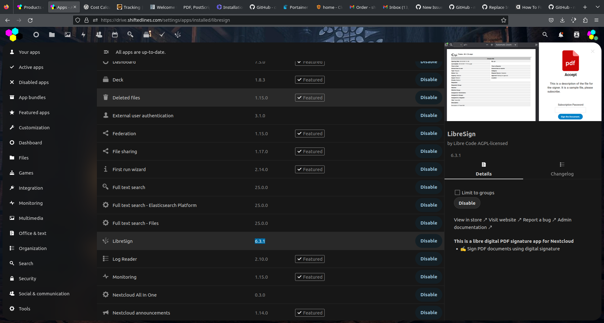Nextcloud 25 AIO has current version of Libresign as 6.3.1 · Issue #1672 · LibreSign/libresign ...