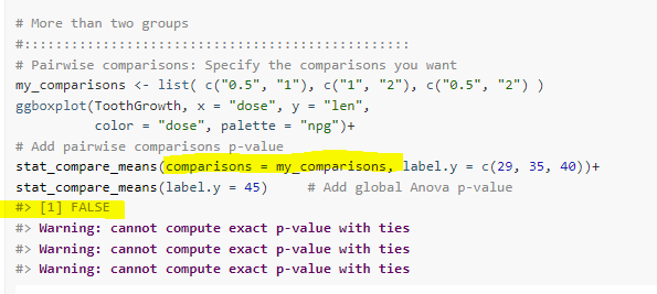 `FALSE` message printed out when argument `comparisons` in `stat_compare_mean` is used · Issue ...