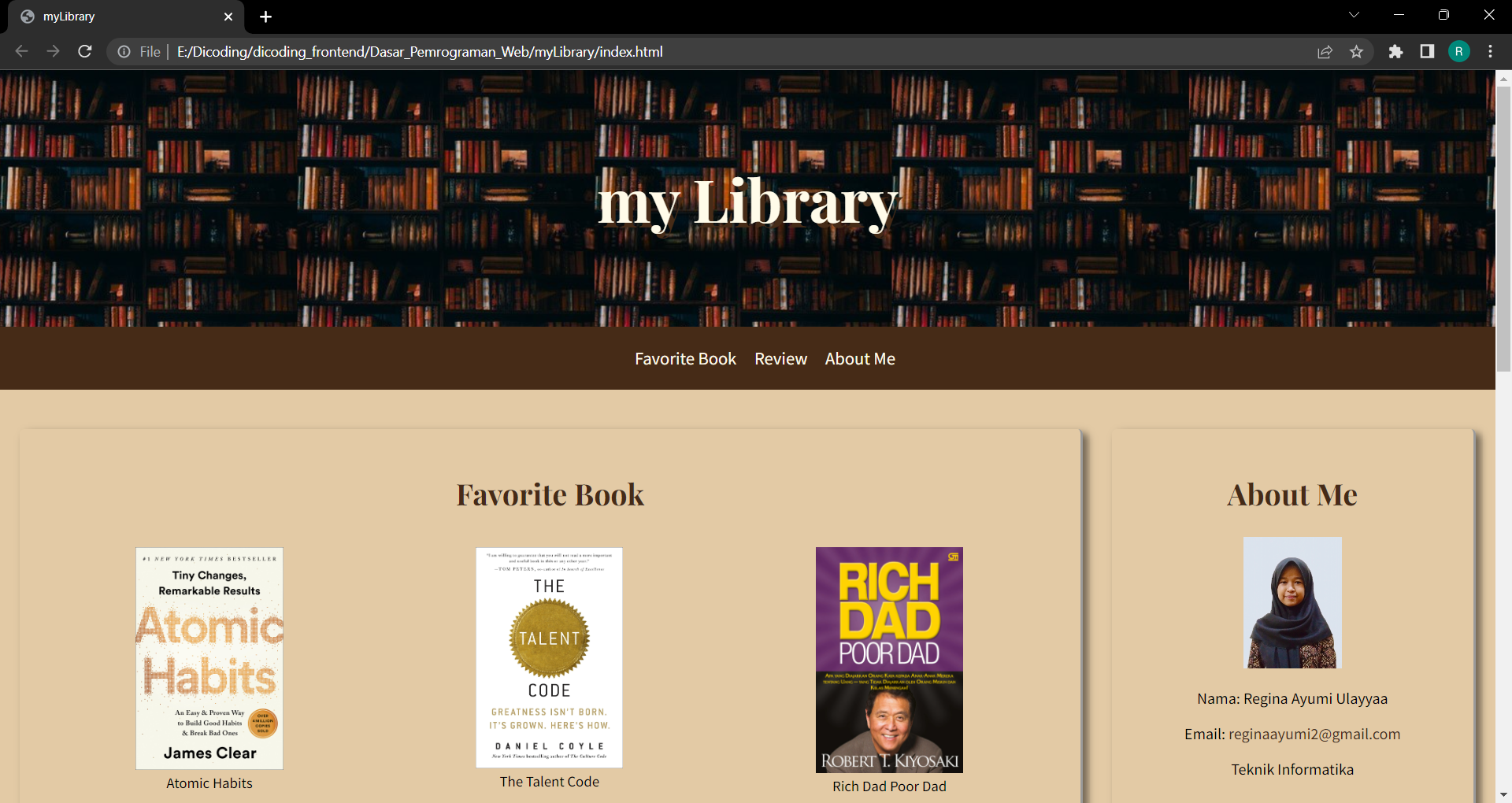 Github Reginaayumimylibrary Dicoding Submission Dasar Pemrograman Web