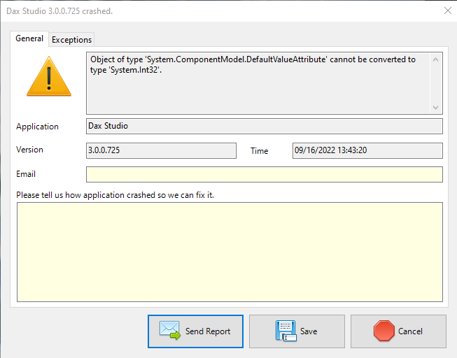 DAX studio crashing. · Issue #957 · DaxStudio/DaxStudio · GitHub