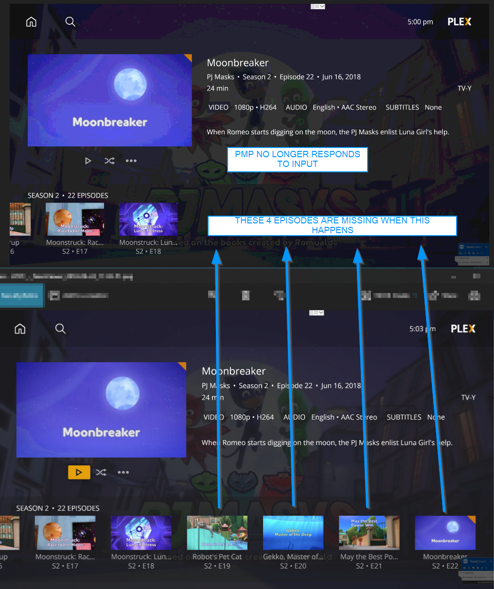 PMP completely unresponsive to input after pressing back on "Playing Next" screen · Issue #732 ...