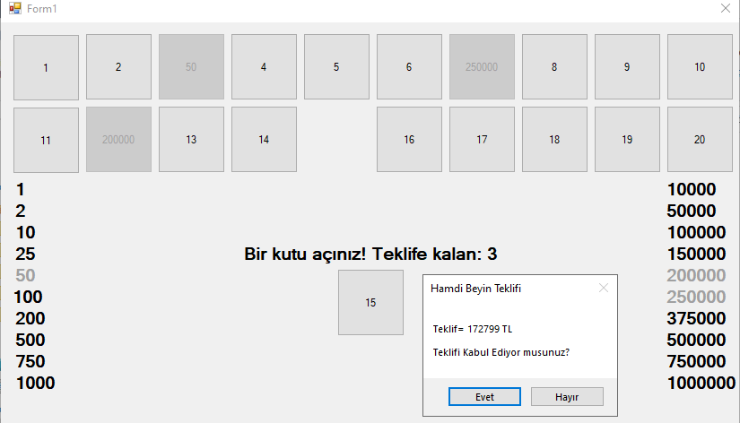 GitHub - dogukandurna/Deal-Or-No-Deal: Deal Or No Deal Game (Var mısın Yok musun Oyunu)