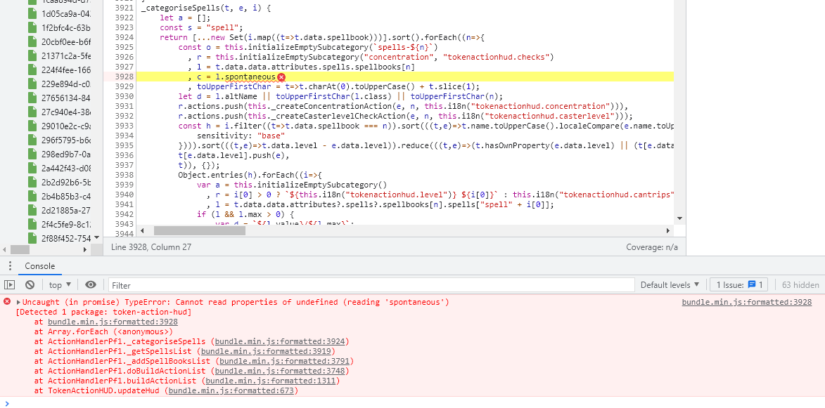 Token Action Hud not showing for a Player with Spontaneous Casting - PF1 · Issue #202 · Drental ...