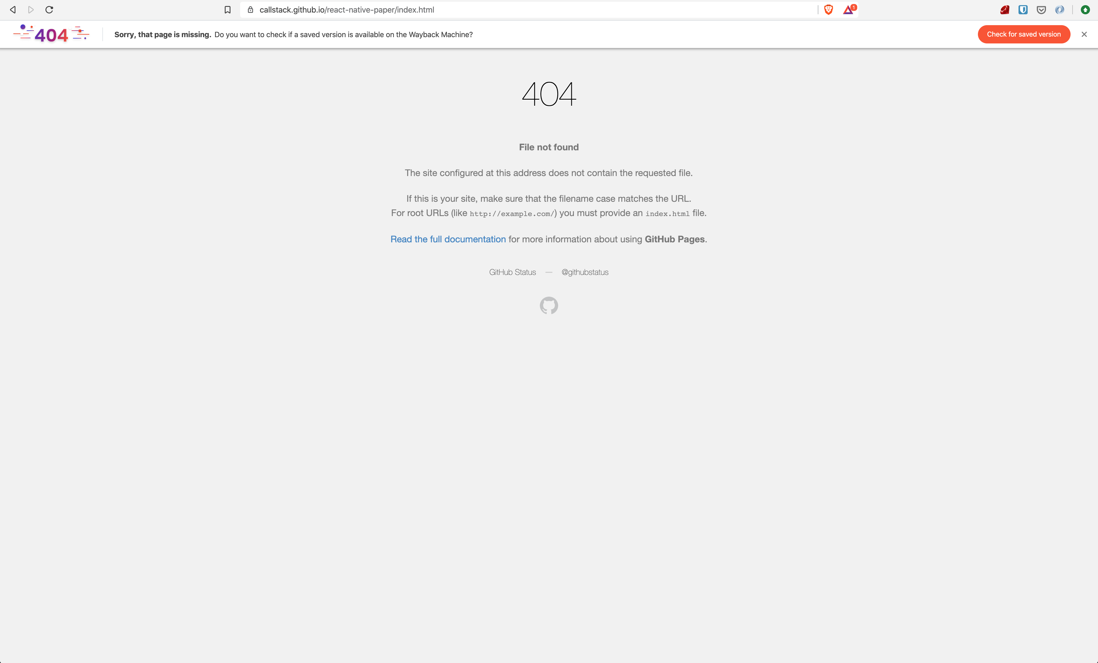 Documentation 404 - Everything down · Issue #1751 · callstack/react-native-paper · GitHub