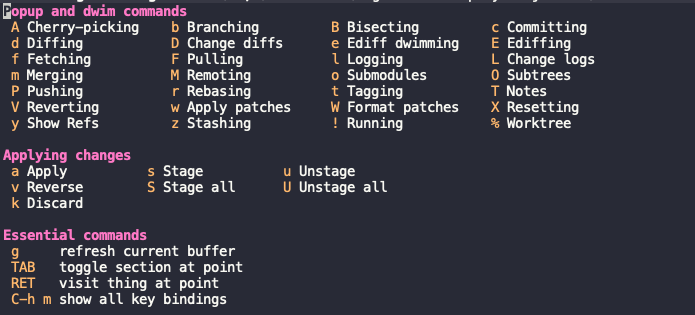 Help view isn't updated with customized keybindings · Issue #24 · kahole/edamagit · GitHub