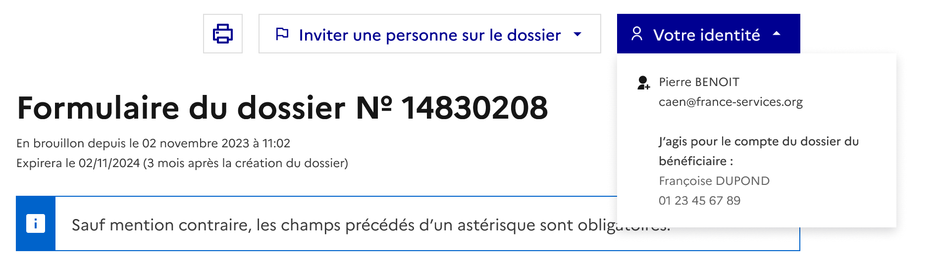 ETQ usager passant par un mandataire, je suis notifié des changements d'état de mon dossier par ...