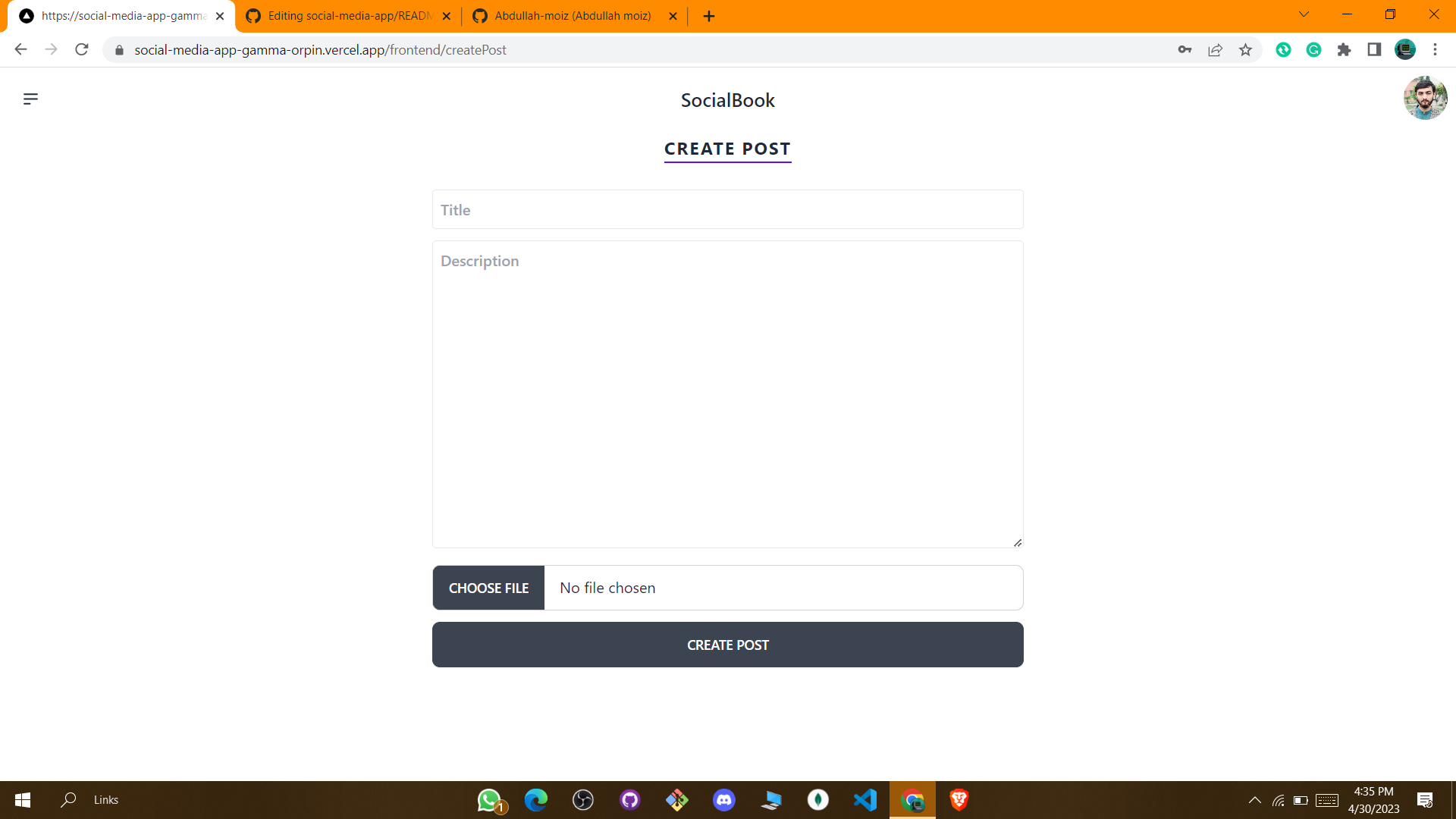 Github Abdullah Moiz Social Media App Social Media App Using Next Js Mongodb Tailwind Css