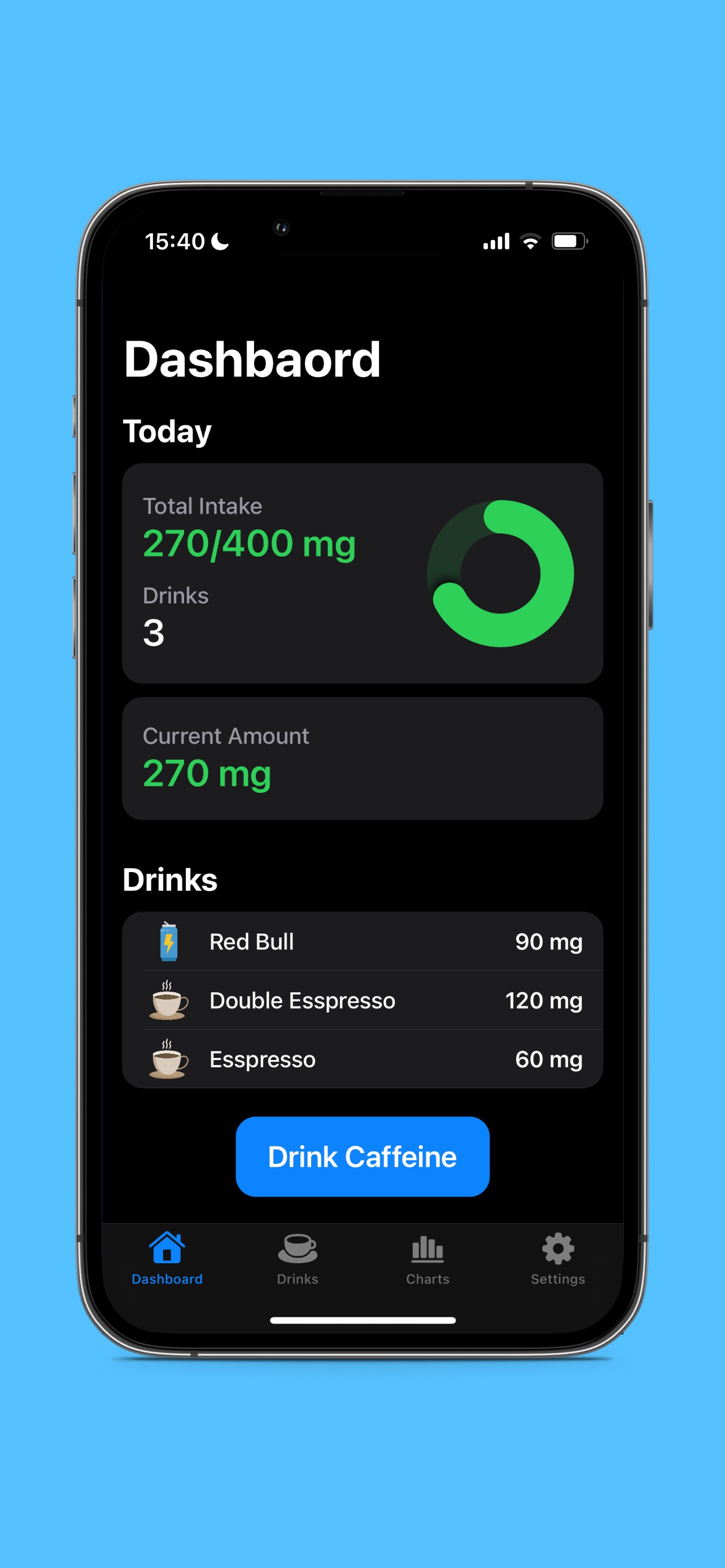 GitHub - petarilievCS/Caffeine-Tracker: iOS application that lets the user track their daily ...