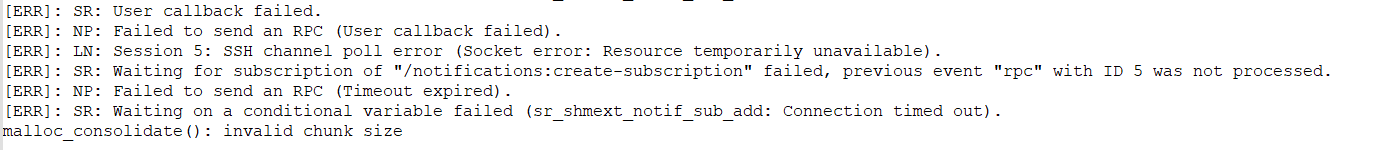 netopeer2-server print double free or corruption (out) · Issue #3043 · sysrepo/sysrepo · GitHub