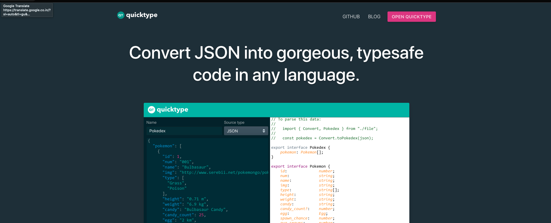 Quicktype.io In Not Show Name And Source Top Bar · Issue #1987 · glideapps/quicktype · GitHub