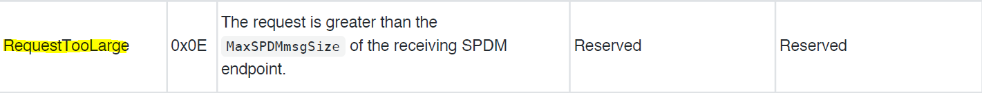 If request message size exceeds `MaxSPDMmsgSize` of responder then responder shall respond with ...
