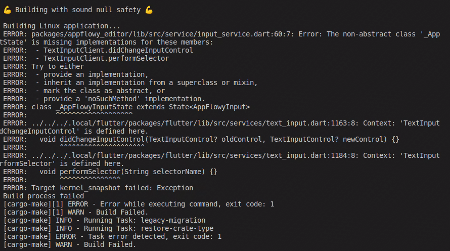 [Bug] Error: The non-abstract class '_AppFlowyInputState' is missing implementations for these ...
