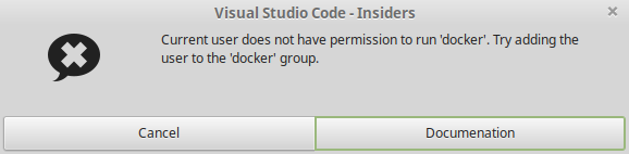 Typo in error message dialog: "Documenation" should be "Documentation ...